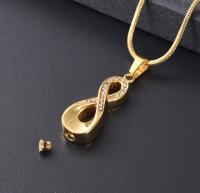 China Ashes Pendant With Cubic Zircon Keepsake Urn For Human Pet 18K Gold Plated Decoration for sale