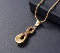 China Ashes Pendant With Cubic Zircon Keepsake Urn For Human Pet 18K Gold Plated Decoration for sale