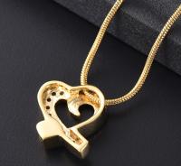 China Stainless Steel Love Bow Tie Heart Cremation Jewelry with Crystal Inlay Gift Occasion for sale