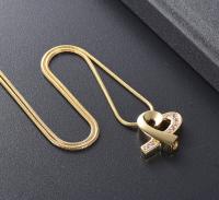 China Stainless Steel Love Bow Tie Heart Cremation Jewelry with Crystal Inlay Gift Occasion for sale
