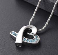 China Stainless Steel Love Bow Tie Heart Cremation Jewelry with Crystal Inlay Gift Occasion for sale