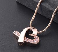 China Stainless Steel Love Bow Tie Heart Cremation Jewelry with Crystal Inlay Gift Occasion for sale