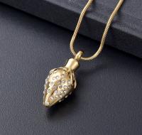 China Jewelry Main Material Stainless Steel Strawberry Inlay Crystal Cremation Urn Necklace for sale