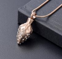 China Jewelry Main Material Stainless Steel Strawberry Inlay Crystal Cremation Urn Necklace for sale