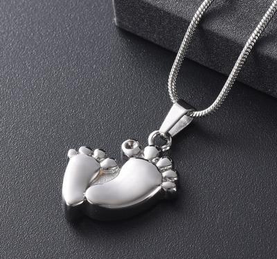China Crystal Keepsake Pendant Mini Cute Footprint Cremation Necklace for Ashes Stainless Steel for sale