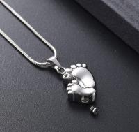 China Crystal Keepsake Pendant Mini Cute Footprint Cremation Necklace for Ashes Stainless Steel for sale