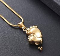 China Crystal Keepsake Pendant Mini Cute Footprint Cremation Necklace for Ashes Stainless Steel for sale