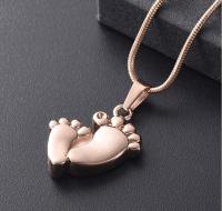 China Crystal Keepsake Pendant Mini Cute Footprint Cremation Necklace for Ashes Stainless Steel for sale