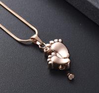 China Crystal Keepsake Pendant Mini Cute Footprint Cremation Necklace for Ashes Stainless Steel for sale