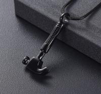 China Excellent Hot Warhammer Pendant Stainless Steel Man Hero Necklace Ashes Locket Memorial Punk Accessory for sale