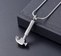 China Excellent Hot Warhammer Pendant Stainless Steel Man Hero Necklace Ashes Locket Memorial Punk Accessory for sale