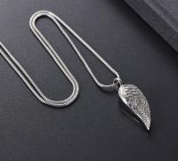 China Stainless Steel Ashes Locket Angel Feather Wing Cremation Necklace for Men and Women for sale