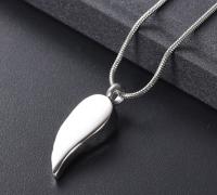 China Stainless Steel Ashes Locket Angel Feather Wing Cremation Necklace for Men and Women for sale