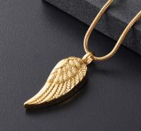 China Stainless Steel Ashes Locket Angel Feather Wing Cremation Necklace for Men and Women for sale