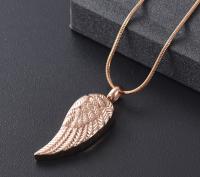 China Stainless Steel Ashes Locket Angel Feather Wing Cremation Necklace for Men and Women for sale
