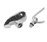 China Black Crystal Whale Stainless Steel Cremation Pendant for Men's Memorial Urn Necklace for sale