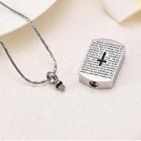 China Silver Plated Lord's Prayer Dog Tag Pendant Cremation Urn Necklace for Ashes of Loved One for sale