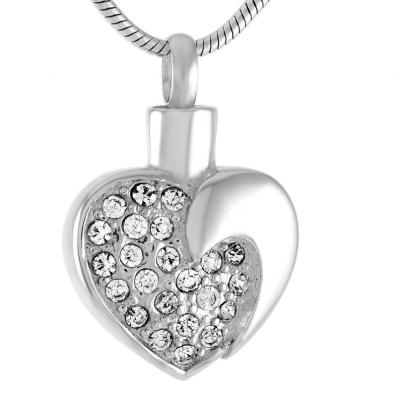 China Heart Crystal Pendant Necklace Cremation Jewelry for Women Keepsake Ashes Locket Pet Urn Gift for sale