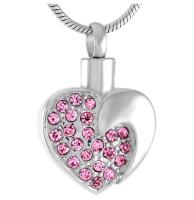 China Heart Crystal Pendant Necklace Cremation Jewelry for Women Keepsake Ashes Locket Pet Urn Gift for sale