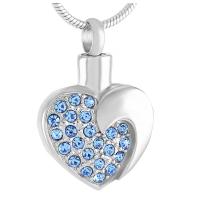 China Heart Crystal Pendant Necklace Cremation Jewelry for Women Keepsake Ashes Locket Pet Urn Gift for sale