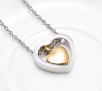 China Golden Women's Angel Wing Heart Necklace Birthstone Crystal Pendant for Elegant Style for sale