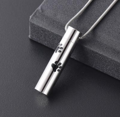 China Double Dog Paw Print Cremation Jewelry for Ashes CNC Inlay Technology Tribute Pendant for sale