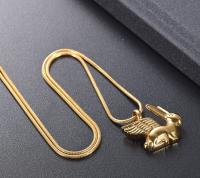 China Pet Animal Charms Cute Flying Rabbit Pendant Necklace with Memorial Cremation Jewelry for sale