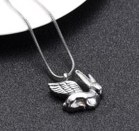 China Pet Animal Charms Cute Flying Rabbit Pendant Necklace with Memorial Cremation Jewelry for sale