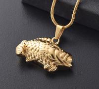 China Fish Cremation Jewelry Keepsake Urn Necklace for Pet Ashes Stainless Steel 4 Colors for sale