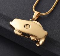 China Fish Cremation Jewelry Keepsake Urn Necklace for Pet Ashes Stainless Steel 4 Colors for sale
