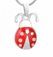 China Cute Ladybug Cremation Jewelry For Ashes Pendant Stainless Steel Necklace Memorial for sale