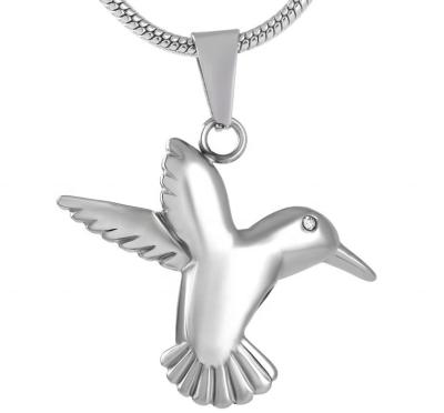 China Fashion Little Bird Cremation Necklace For Pet Human Ashes Stainless Steel Memorial Urn Jewelry for sale