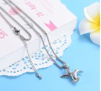 China Fashion Little Bird Cremation Necklace For Pet Human Ashes Stainless Steel Memorial Urn Jewelry for sale