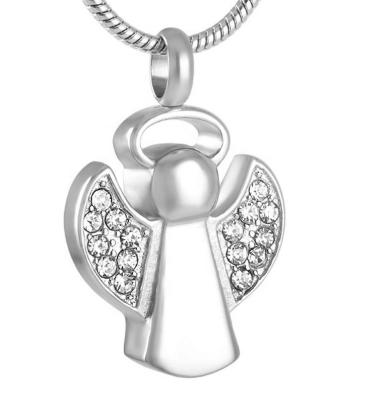 China Stainless Steel Funeral Keepsake Little Fairy With Crystal Wings Memorial Pendant for sale