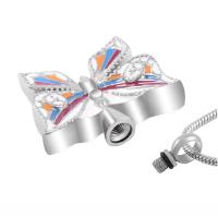 China CNC Inlay Technology Stainless Steel Multicolor Butterfly Cremation Keepsake Necklace for sale