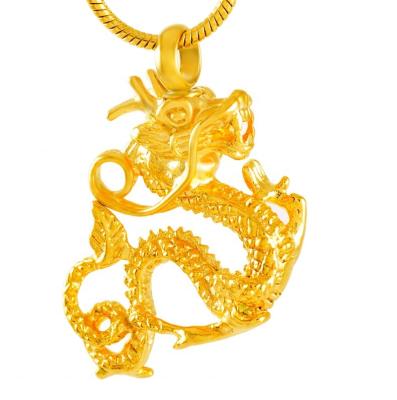 China Sample Making Never Fade Dragon Necklace Memorial Pendant Cremation Jewelry Urns For Ashes Keepsake Necklace Men Charms for sale