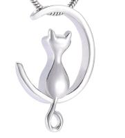 China Rose Gold Plated Moon Cat Shape Cremation Jewelry for Pet Ashes 8 Year's Experience for sale