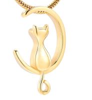 China Rose Gold Plated Moon Cat Shape Cremation Jewelry for Pet Ashes 8 Year's Experience for sale