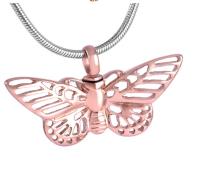 China Pet Ashes Pendant Necklace Beautiful Butterfly Cremation Jewelry for Animal Ashes for sale