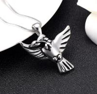 China Stainless Steel Flying Bird Cremation Pendant for Ashes Forever Love Keepsake Necklace for sale