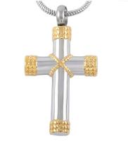 China Gold CNC Inlay Personalized Color Cross Pendant Necklace for Ashes Urn Cremation Jewelry for sale