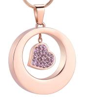China Picture Cremation Jewelry For Ashes Heart In Circle With Crystal Memorial Urn Necklace for sale