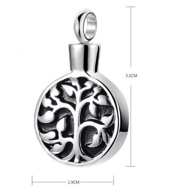 China Stainless Steel Cremation Necklace Engraved Name Ash Urn Pendant for Memorial Keepsake for sale