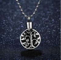 China Stainless Steel Cremation Necklace Engraved Name Ash Urn Pendant for Memorial Keepsake for sale