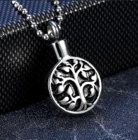 China Stainless Steel Cremation Necklace Engraved Name Ash Urn Pendant for Memorial Keepsake for sale