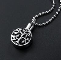 China Stainless Steel Cremation Necklace Engraved Name Ash Urn Pendant for Memorial Keepsake for sale