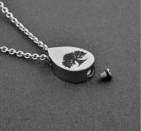 China Excellent Teardrop Shape Tree of Life Cremation Urn Necklace for Keepsake Jewelry Sale for sale