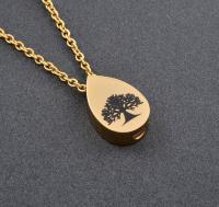 China Excellent Teardrop Shape Tree of Life Cremation Urn Necklace for Keepsake Jewelry Sale for sale