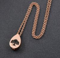 China Excellent Teardrop Shape Tree of Life Cremation Urn Necklace for Keepsake Jewelry Sale for sale