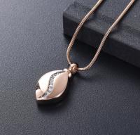 China Clear Zircon Inlay Teardrop Keepsake Urn Jewelry for Ashes Secret Pendant in Silver for sale